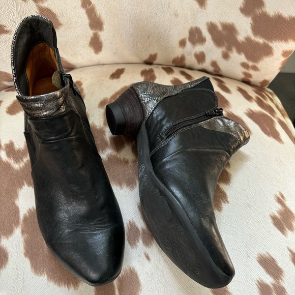 Think! | Shoes | Think Twotoned Leather Booties Made In Italy | Poshmark